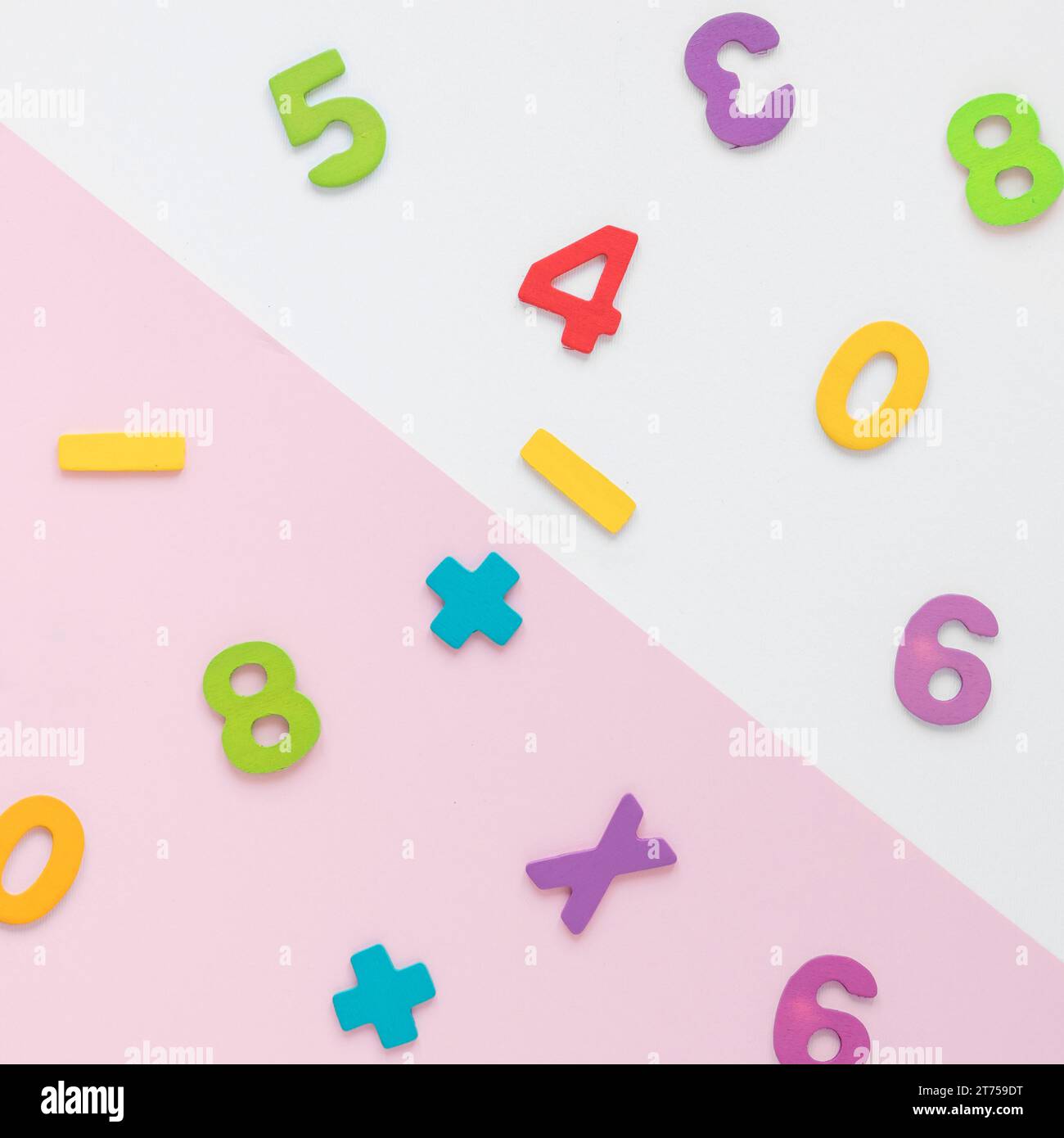 Colourful math numbers arrangement top view Stock Photo - Alamy