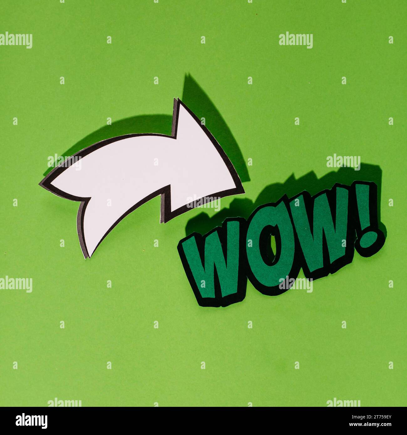 Comic lettering wow retro pop art style with white arrow icon Stock ...