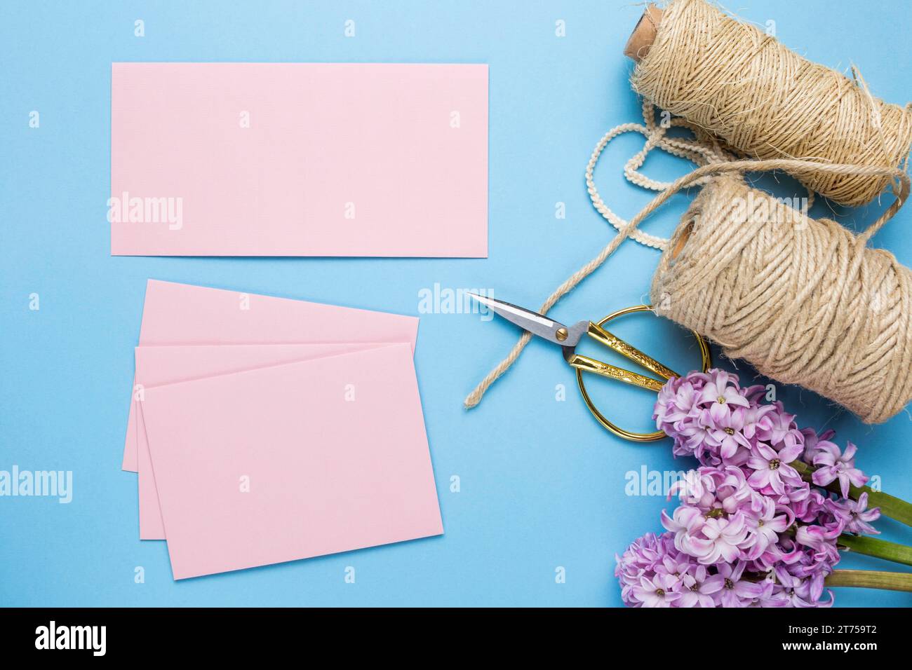 Flat lay pink wedding invitations Stock Photo - Alamy