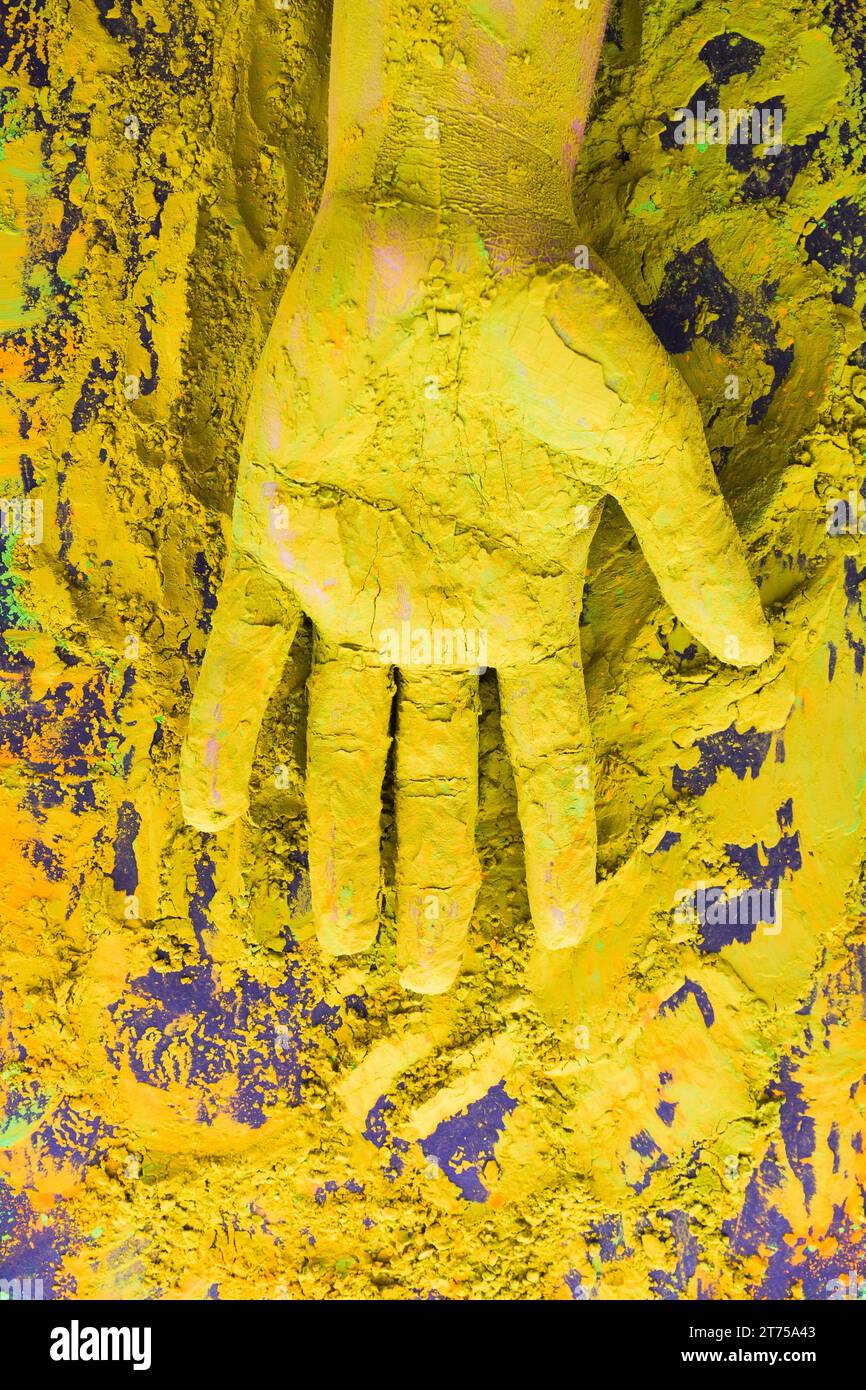 Hand cover with powder paint during holi festival Stock Photo - Alamy