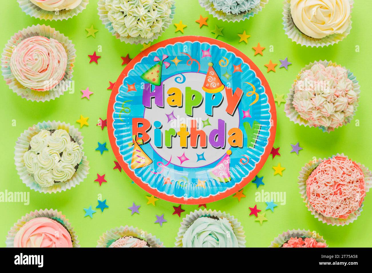 Happy birthday composition green Stock Photo - Alamy