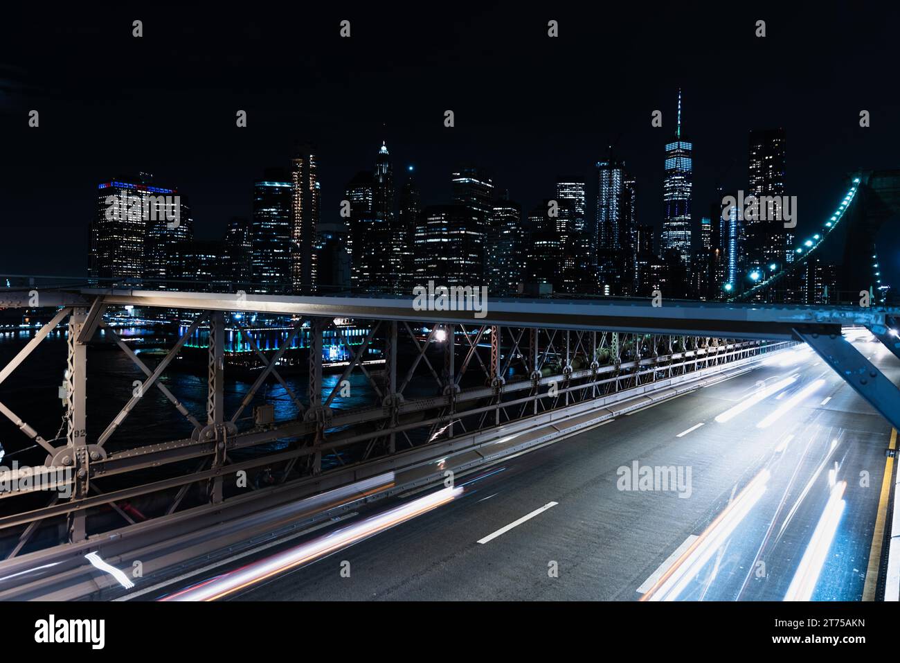 Motion blur bridge with cars night Stock Photo - Alamy