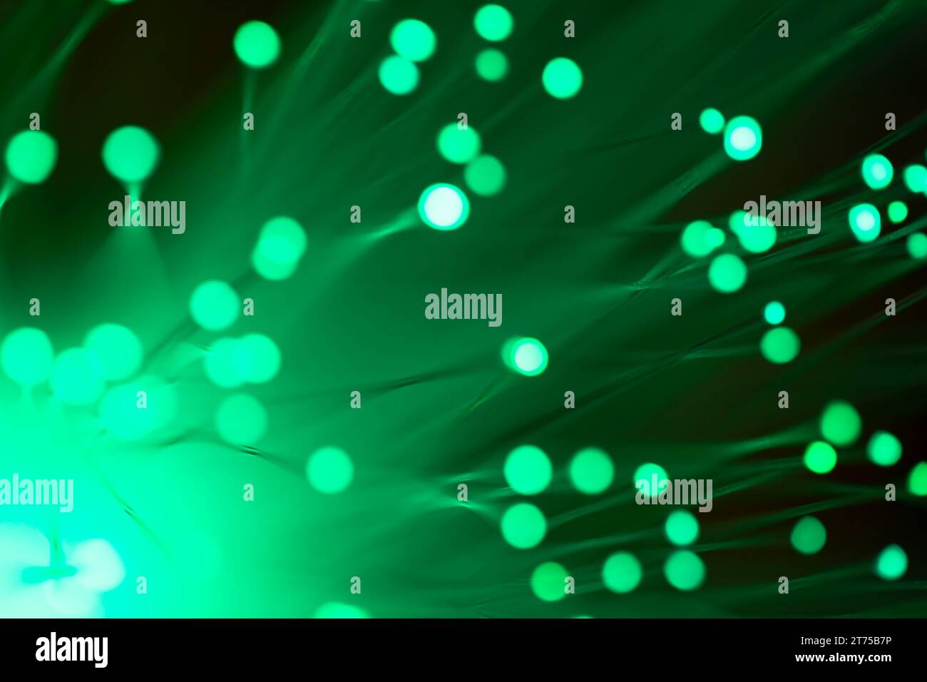 String green lights optical fiber Stock Photo - Alamy