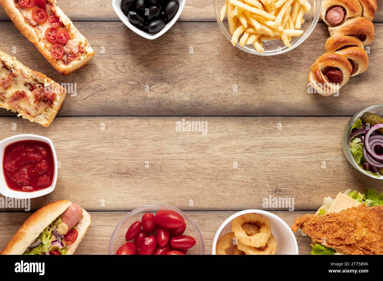 Top view circular frame with food copy space Stock Photo - Alamy