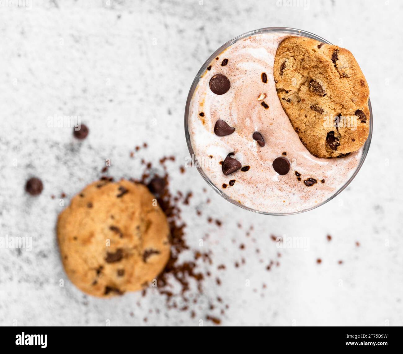 Top view chocolate milkshake Stock Photo - Alamy