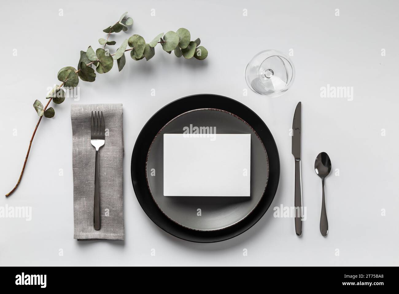 Table arrangement with plant top view Stock Photo - Alamy