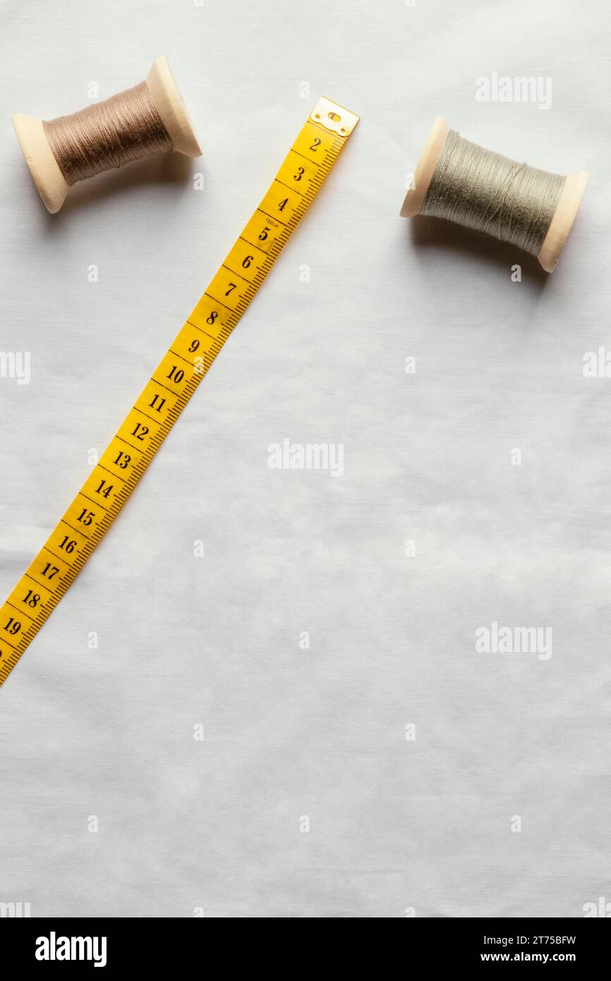 Top view thread measuring tape Stock Photo - Alamy