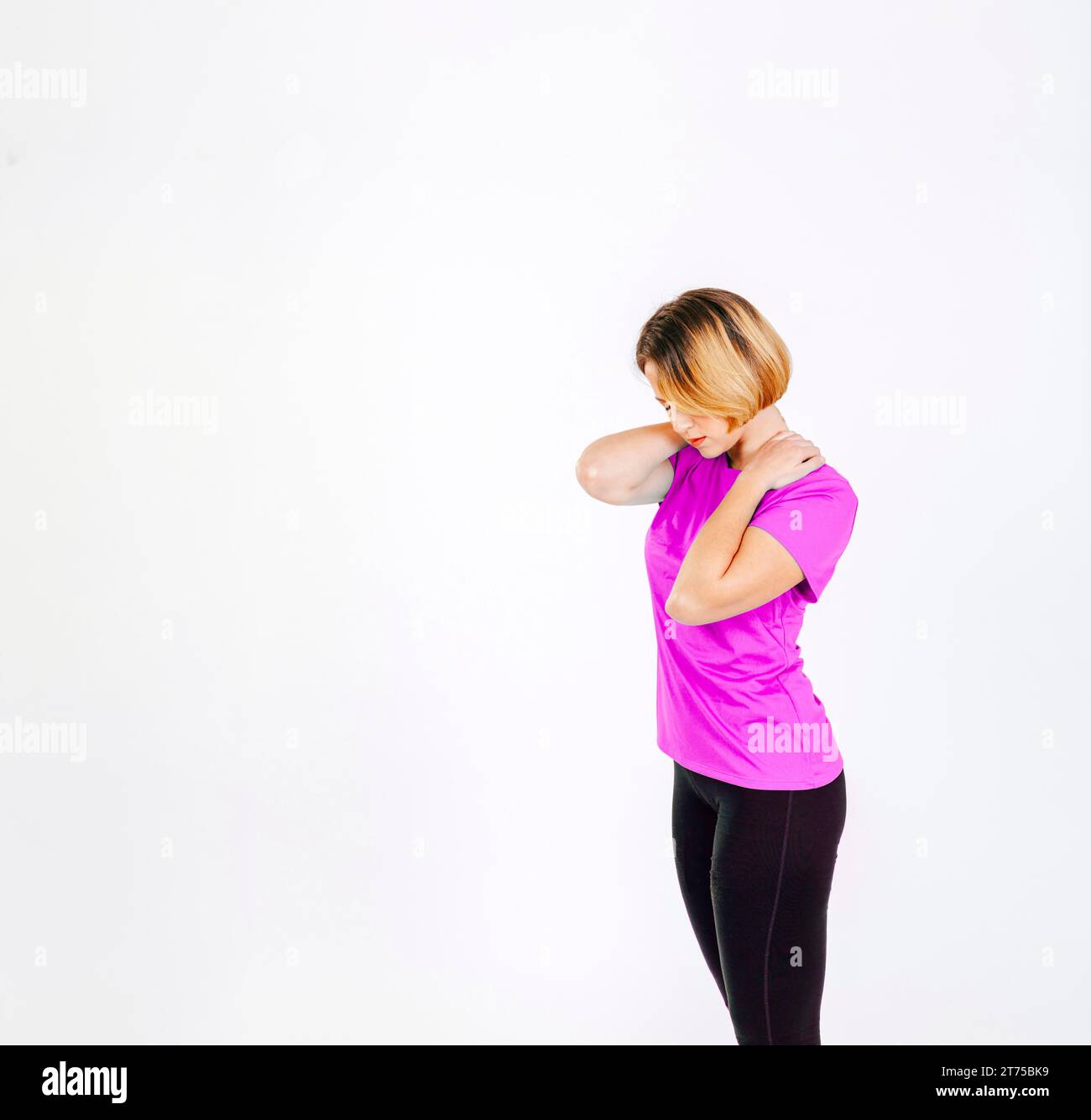 Tired woman having neck pain hi-res stock photography and images - Alamy