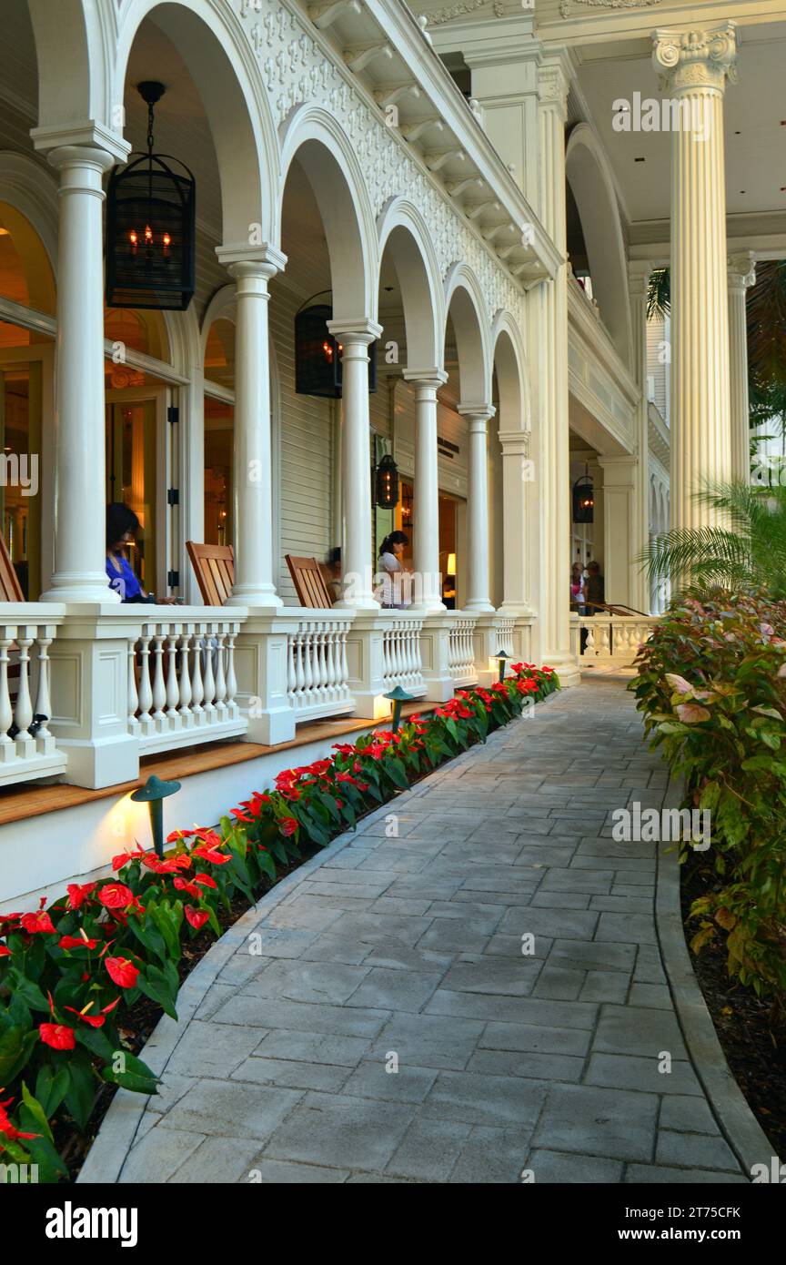 The Historic Moana Surfrider Hotel, in Waikiki Beach is an inn that ...