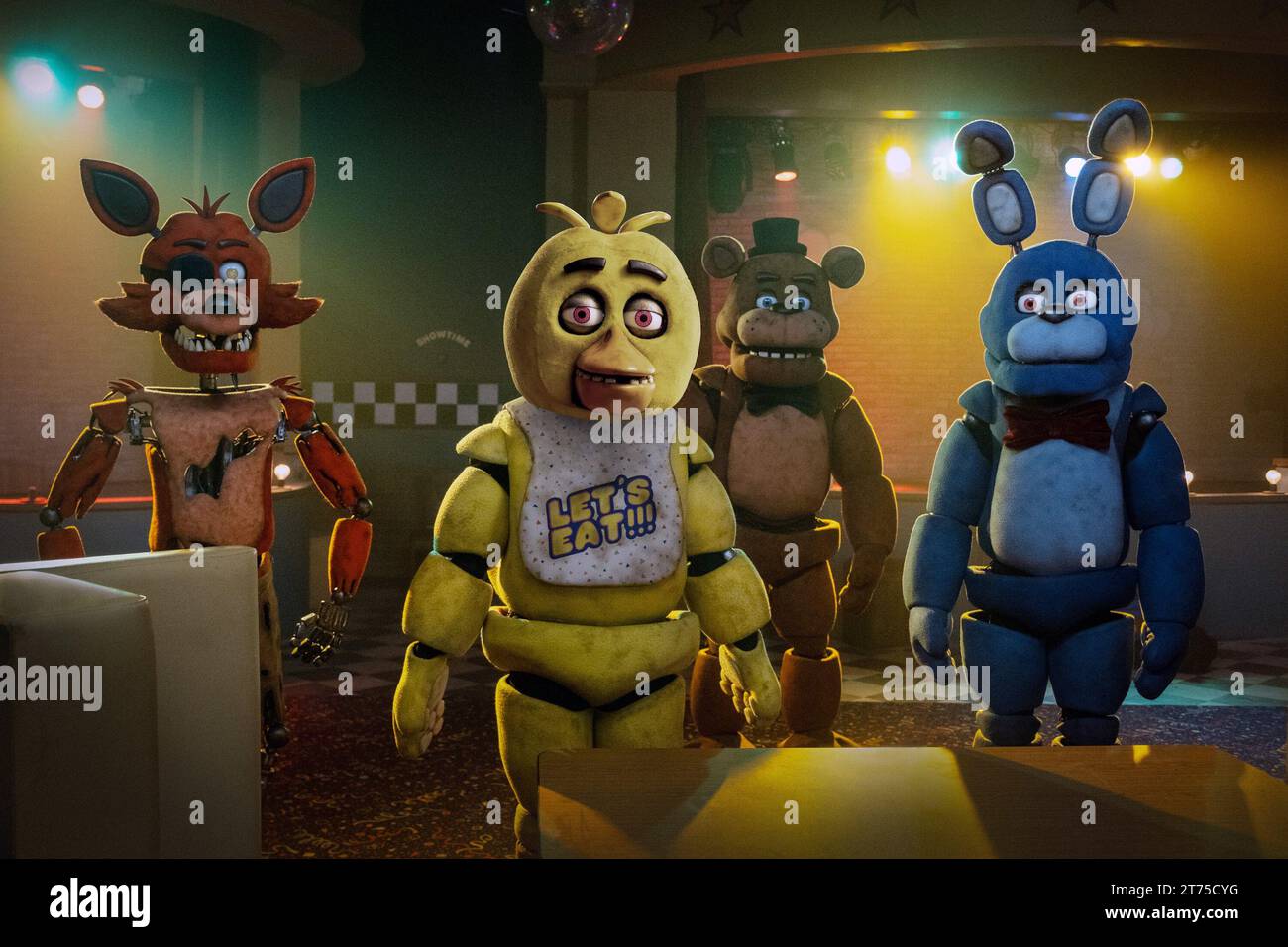 FIVE NIGHTS AT FREDDY'S, from left: Foxy, Chica (Jess Weiss), Freddy ...