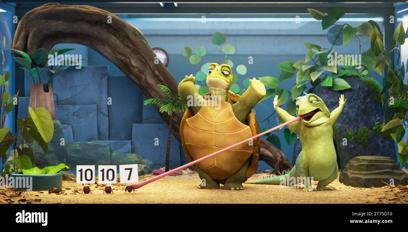 LEO, from left: Squirtle the Turtle (voice: Bill Burr), Leo (voice: Adam Sandler), 2023 ...