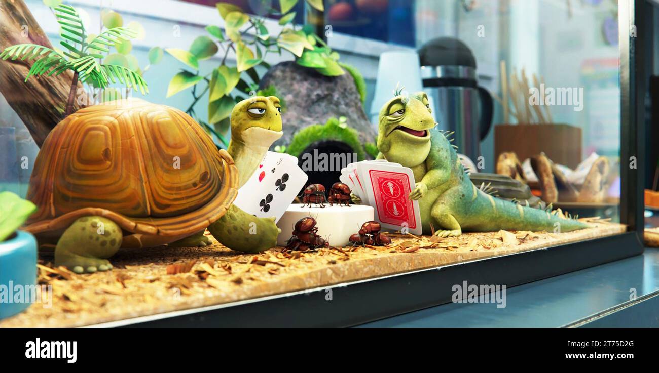 LEO, from left: Squirtle (voice: Bill Burr), Leo (voice: Adam Sandler ...
