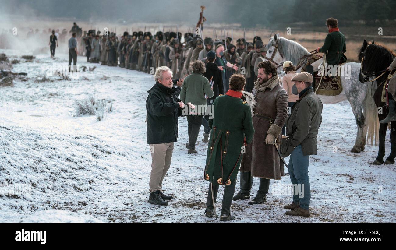 NAPOLEON, director Ridley Scott (left), on set, 2023. ph: Aidan ...