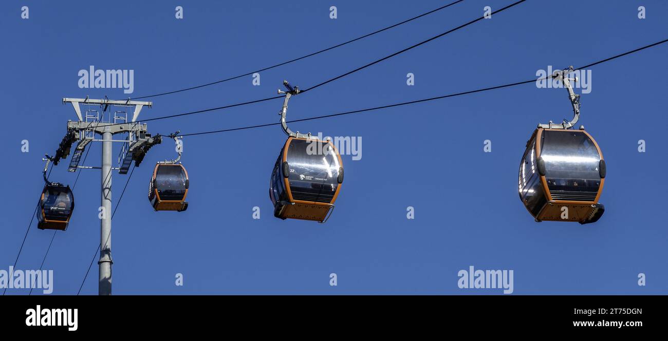 Four cable cars blue sky Stock Photo - Alamy