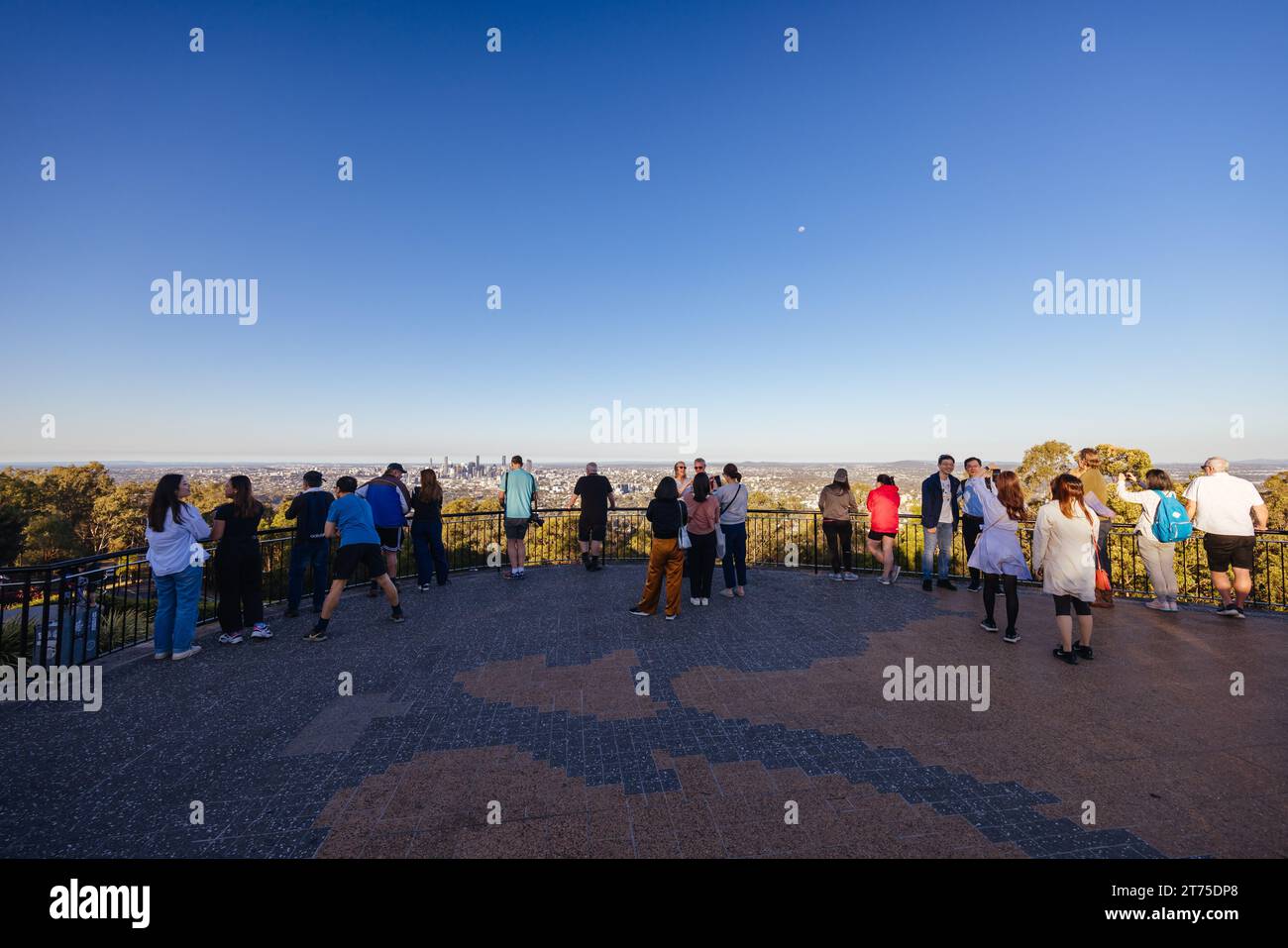 BRISBANE, AUSTRALIA - JULY 30, 2023: Brisbane skyline from Mount Coot ...