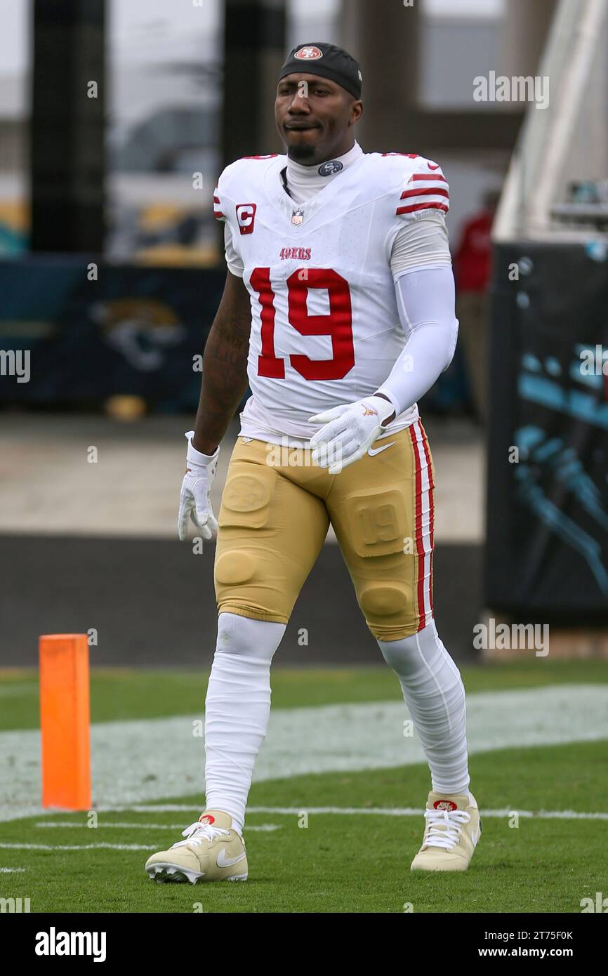 San Francisco 49ers wide receiver Deebo Samuel (19) walks to the bench ...