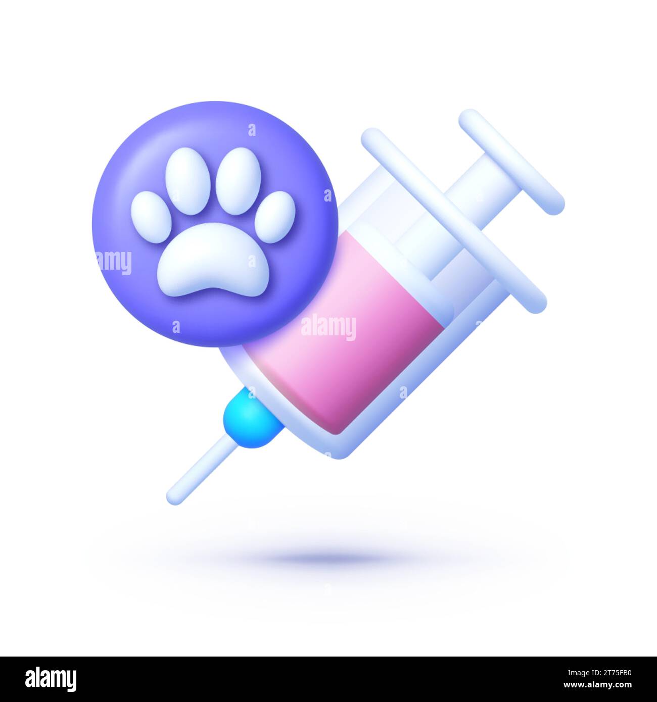 Pet vaccination 3d in cartoon style on white background. Vector ...