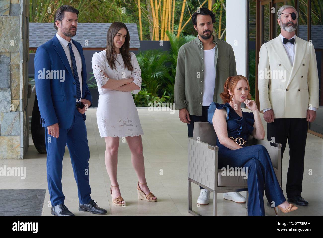MYSTERY ISLAND, from left: Charles Weber, Elizabeth Henstridge, Andres Morales, Kara Lane, Henry ...