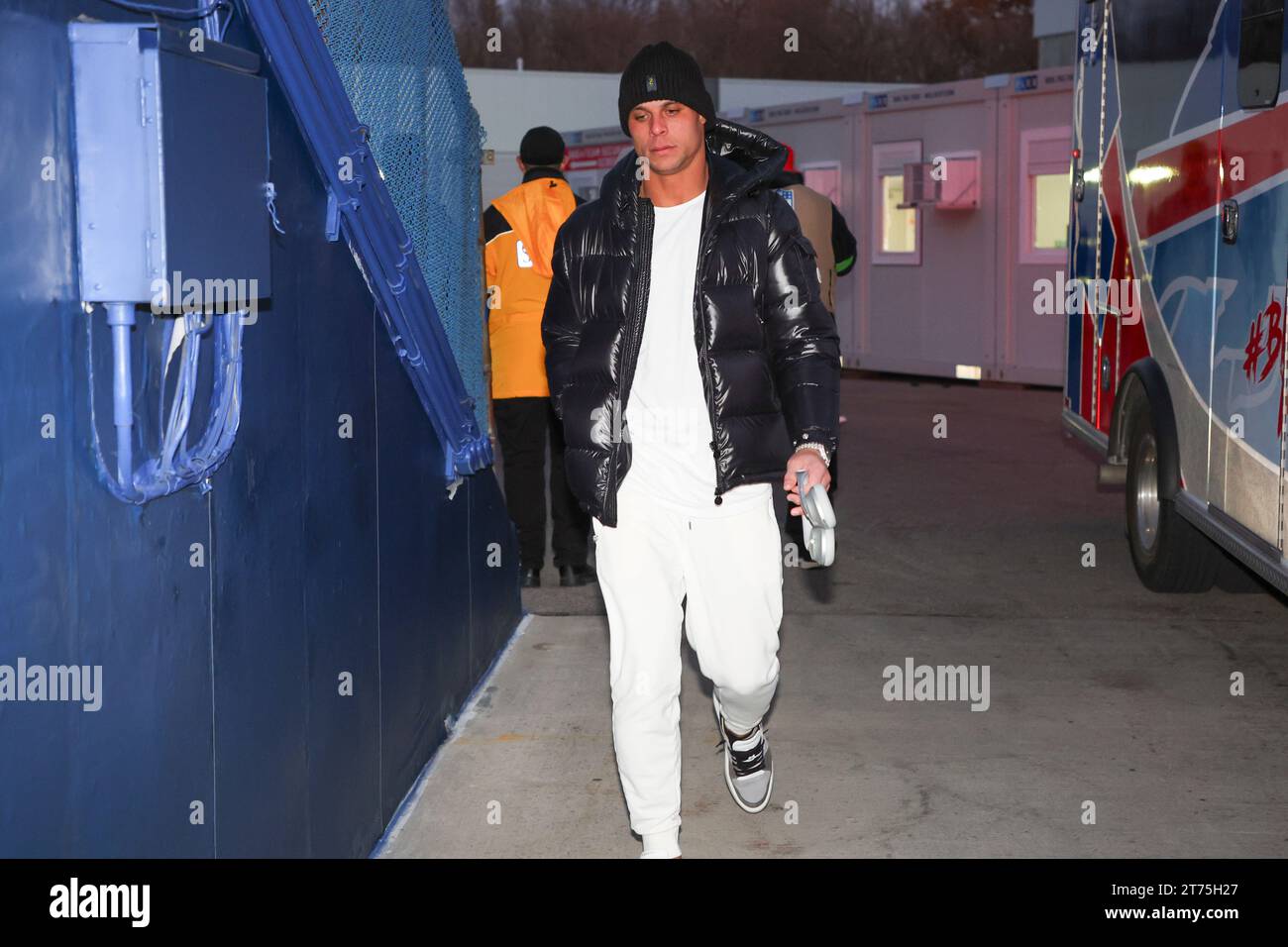 Buffalo Bills' Jordan Poyer arrives before an NFL football game against ...