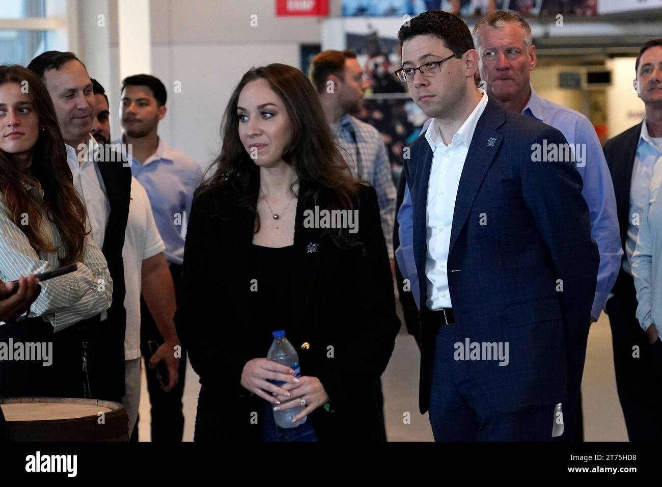Peter Bendix, Miami Marlins president of baseball operations, right ...