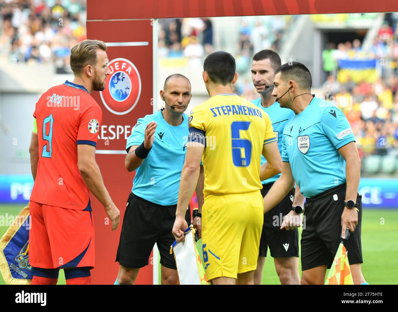 Wroclaw, Poland - Sep 9,2023: Team's captains Harry Kane (ENG) and ...