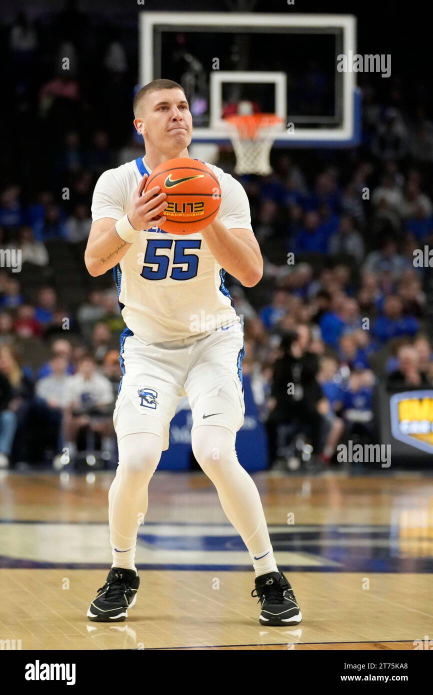 Creighton guard Baylor Scheierman (55) shoots during the first half of ...