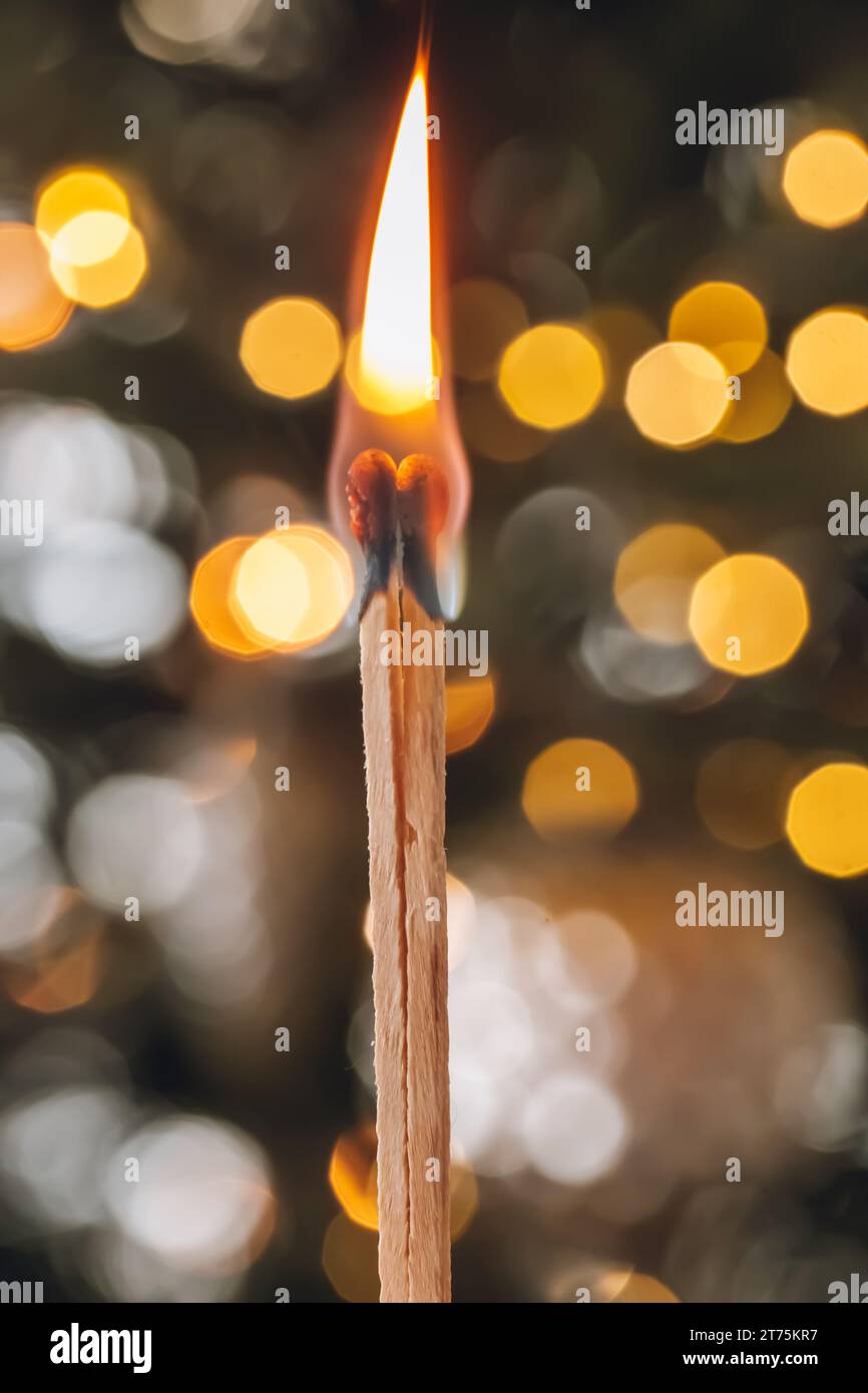 Flaring feelings symbol.flash of feelings. Burning matches pair on ...