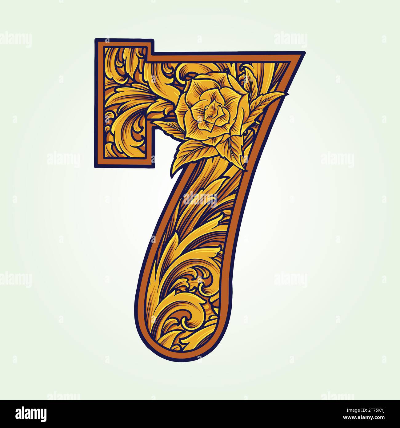 Luxury number 7 monogram logo classic flourish vector illustrations for ...
