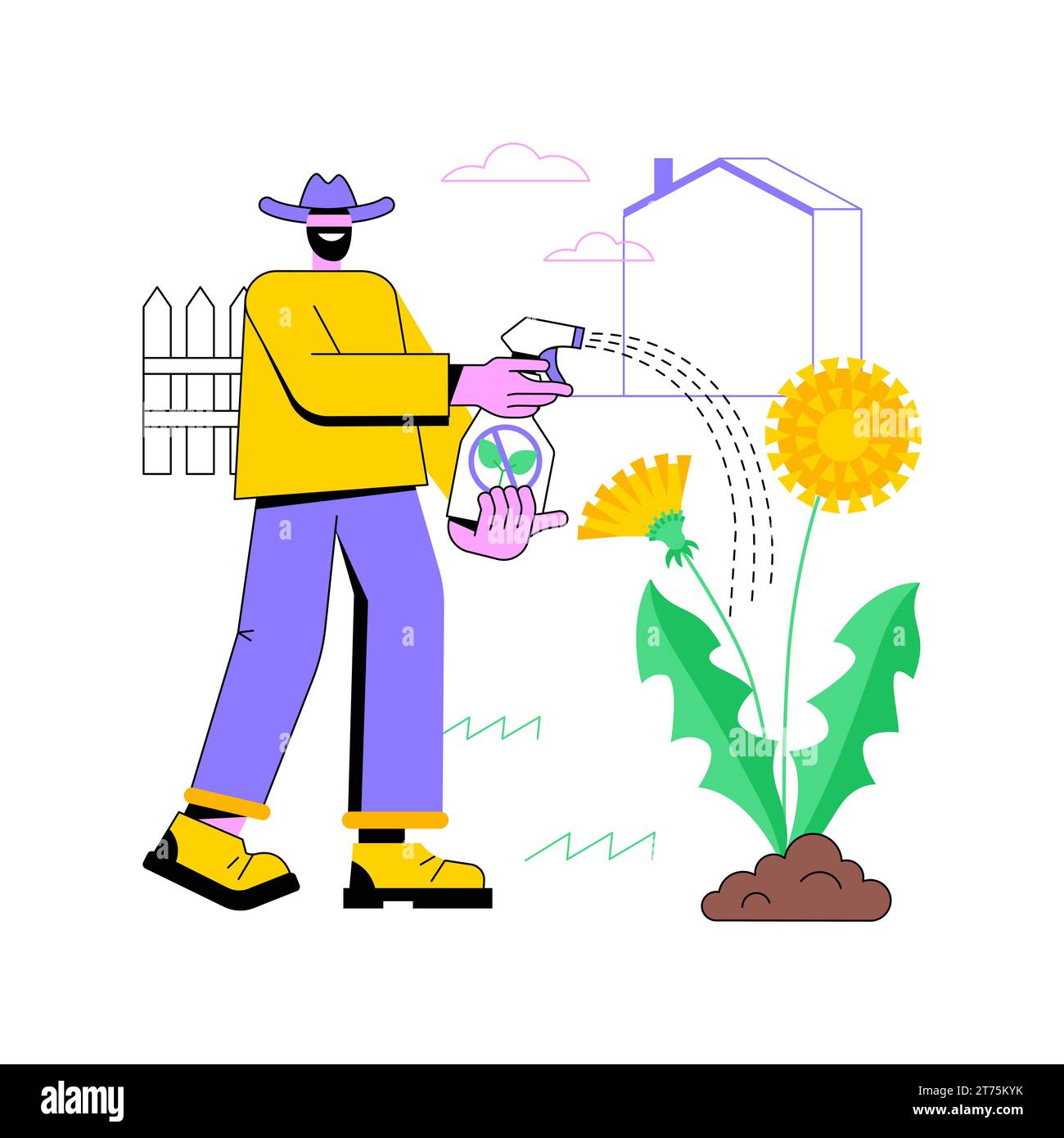 Selective herbicides isolated cartoon vector illustrations. Farmer with ...