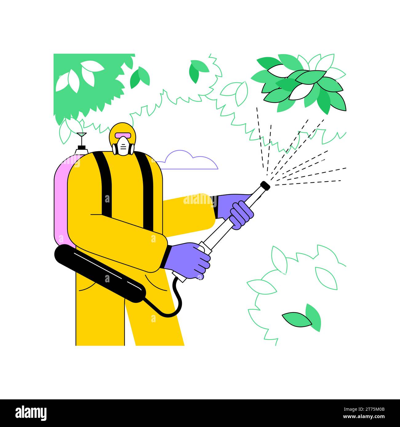 Fungicides isolated cartoon vector illustrations. Farmer in protective ...