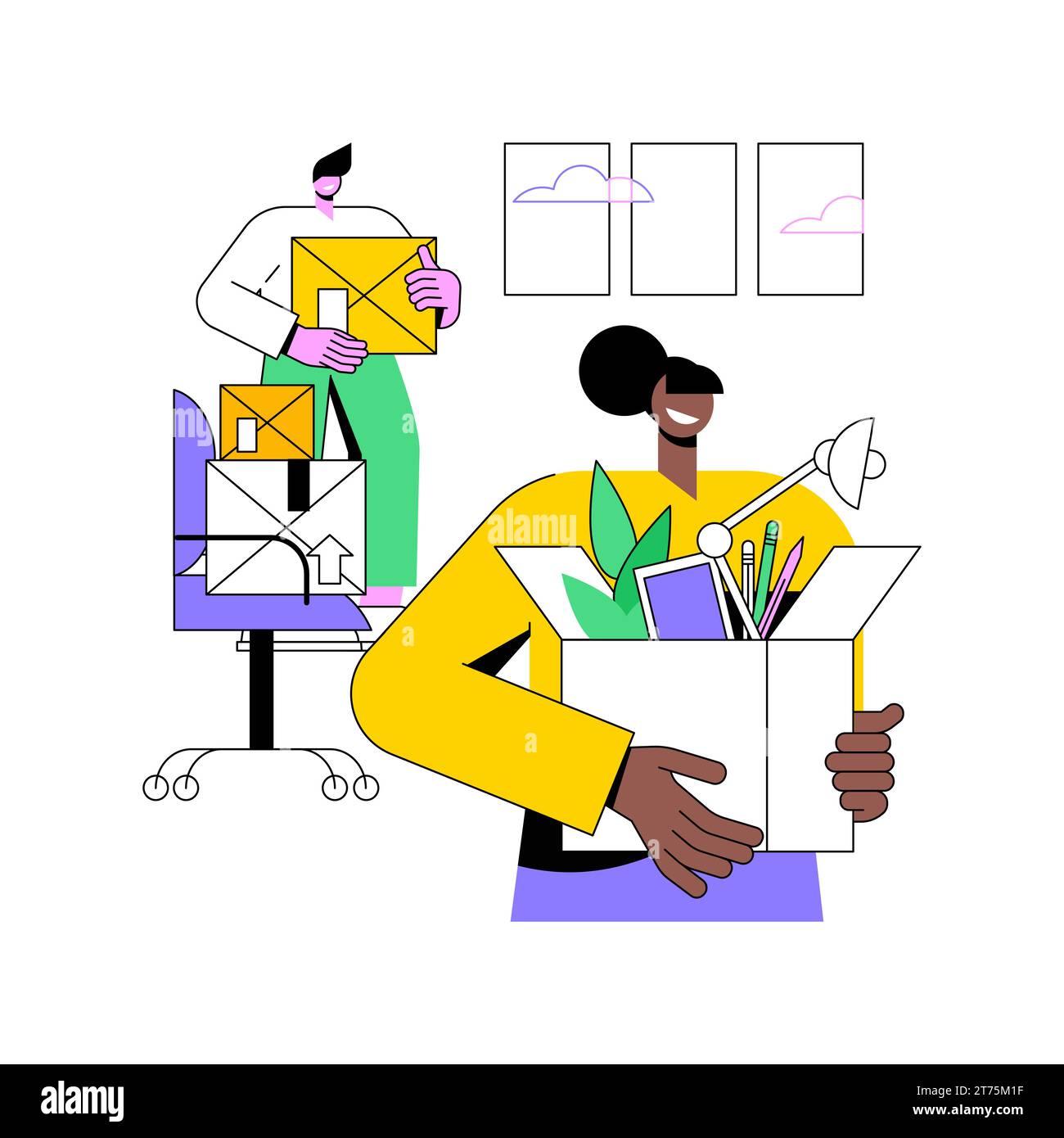 Moving to a new office isolated cartoon vector illustrations. Group of ...