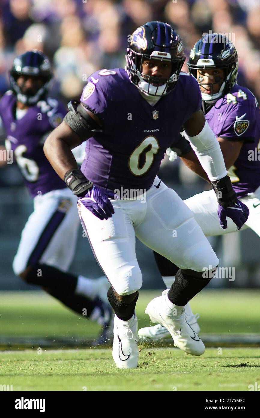Baltimore Ravens linebacker Roquan Smith (0) runs during an NFL ...