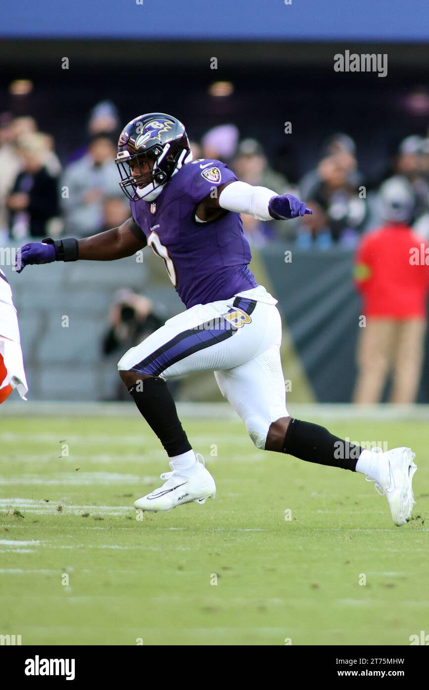Baltimore Ravens linebacker Roquan Smith (0) runs during an NFL ...