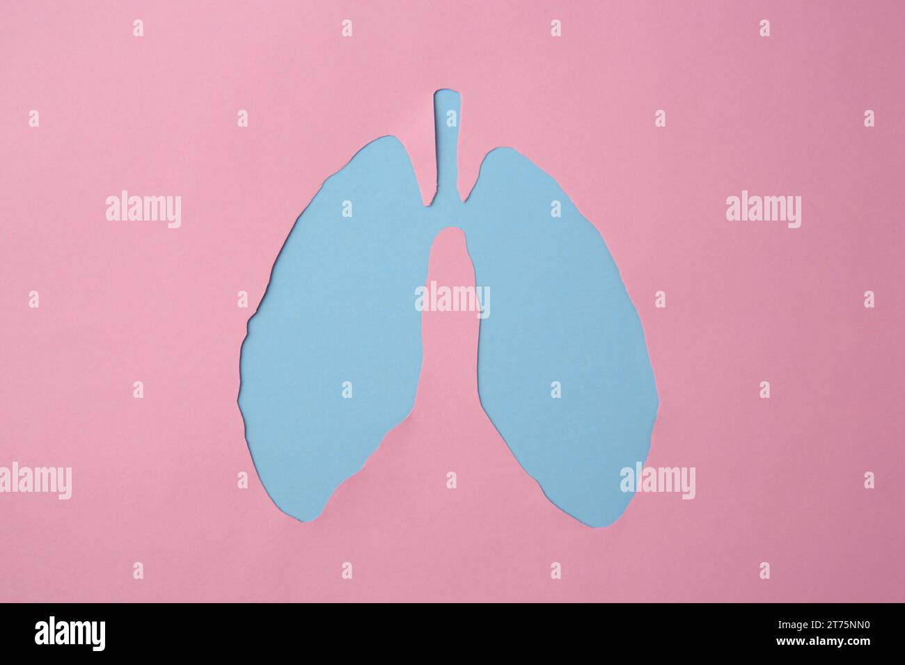 Pink paper with hole in shape of human lungs, top view Stock Photo - Alamy