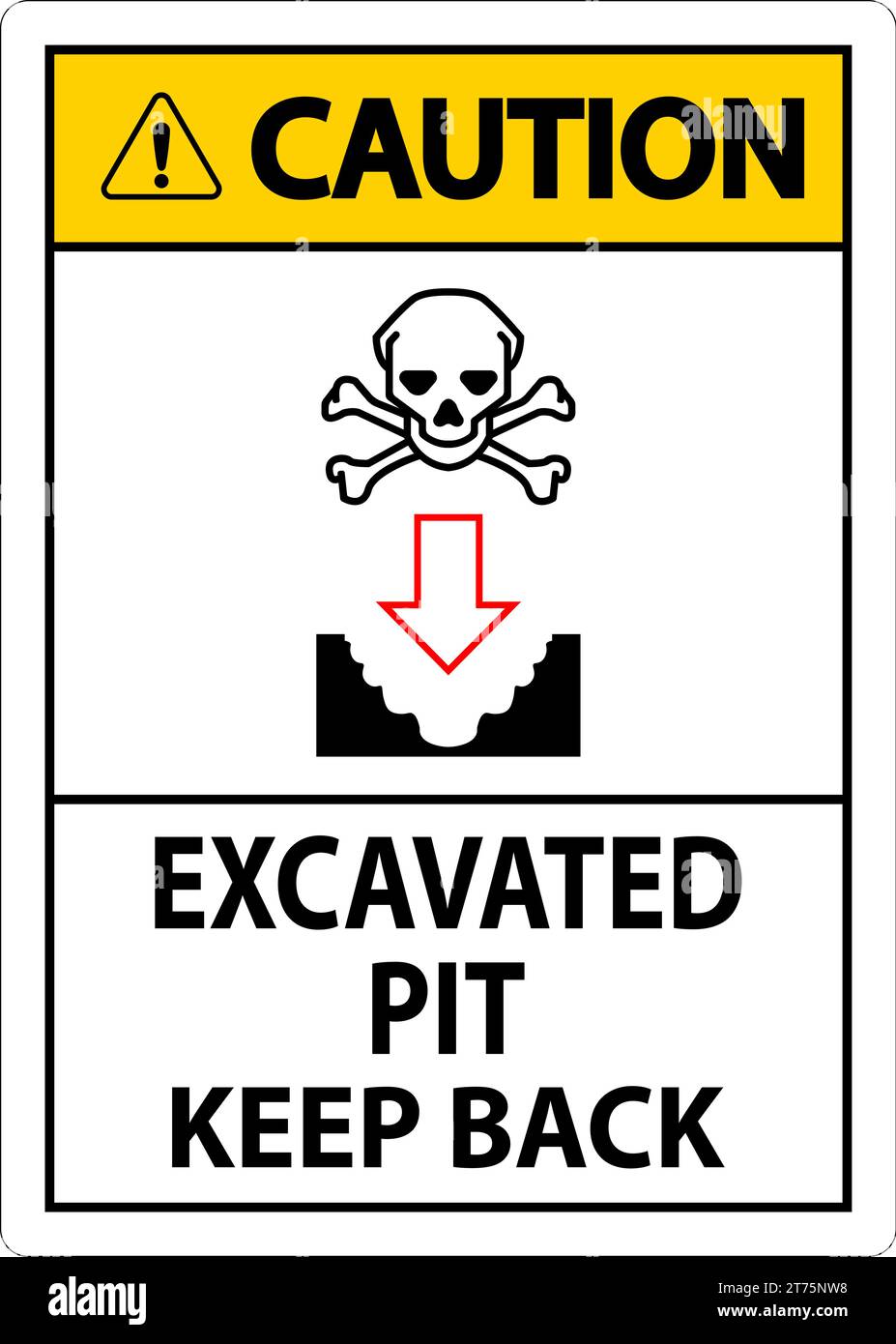 Caution Excavated Pit Sign Excavated Pit Keep Back Stock Vector Image ...