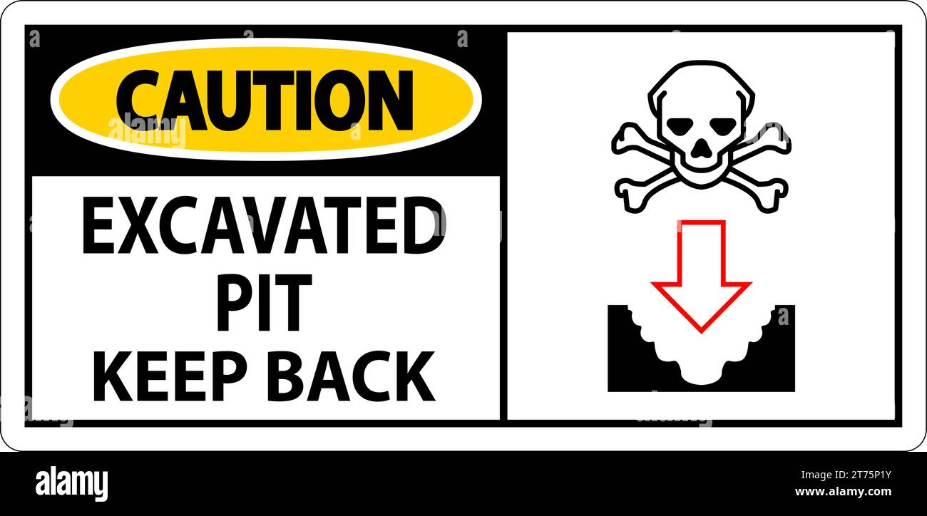 Caution Excavated Pit Sign Excavated Pit Keep Back Stock Vector Image ...