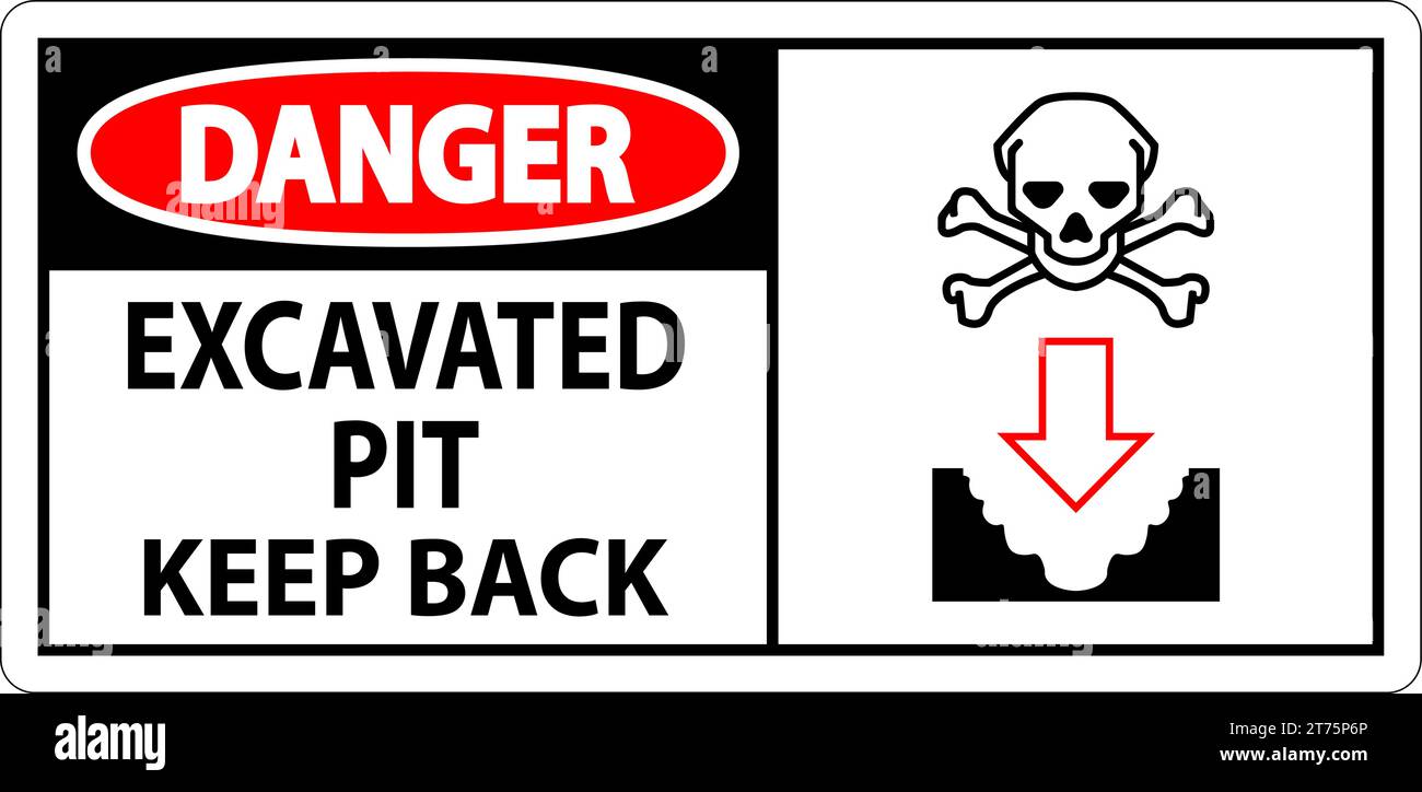 Danger Excavated Pit Sign Excavated Pit Keep Back Stock Vector Image ...