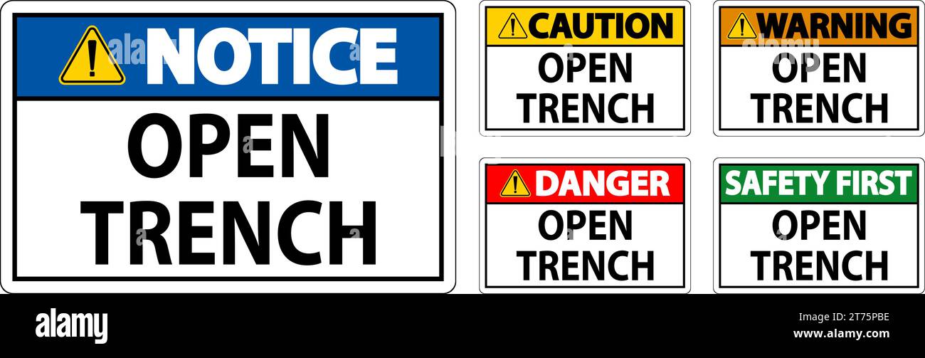 Danger Sign Open Trench Stock Vector Image & Art - Alamy