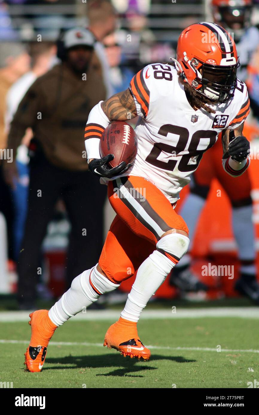 Cleveland Browns cornerback Mike Ford (28) runs during an NFL football ...