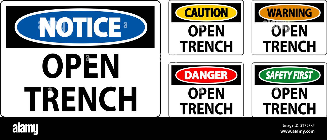 Danger Sign Open Trench Stock Vector Image & Art - Alamy