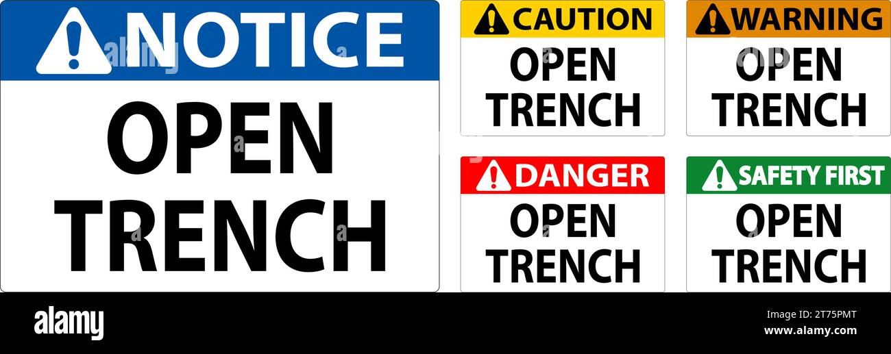 Danger Sign Open Trench Stock Vector Image & Art - Alamy