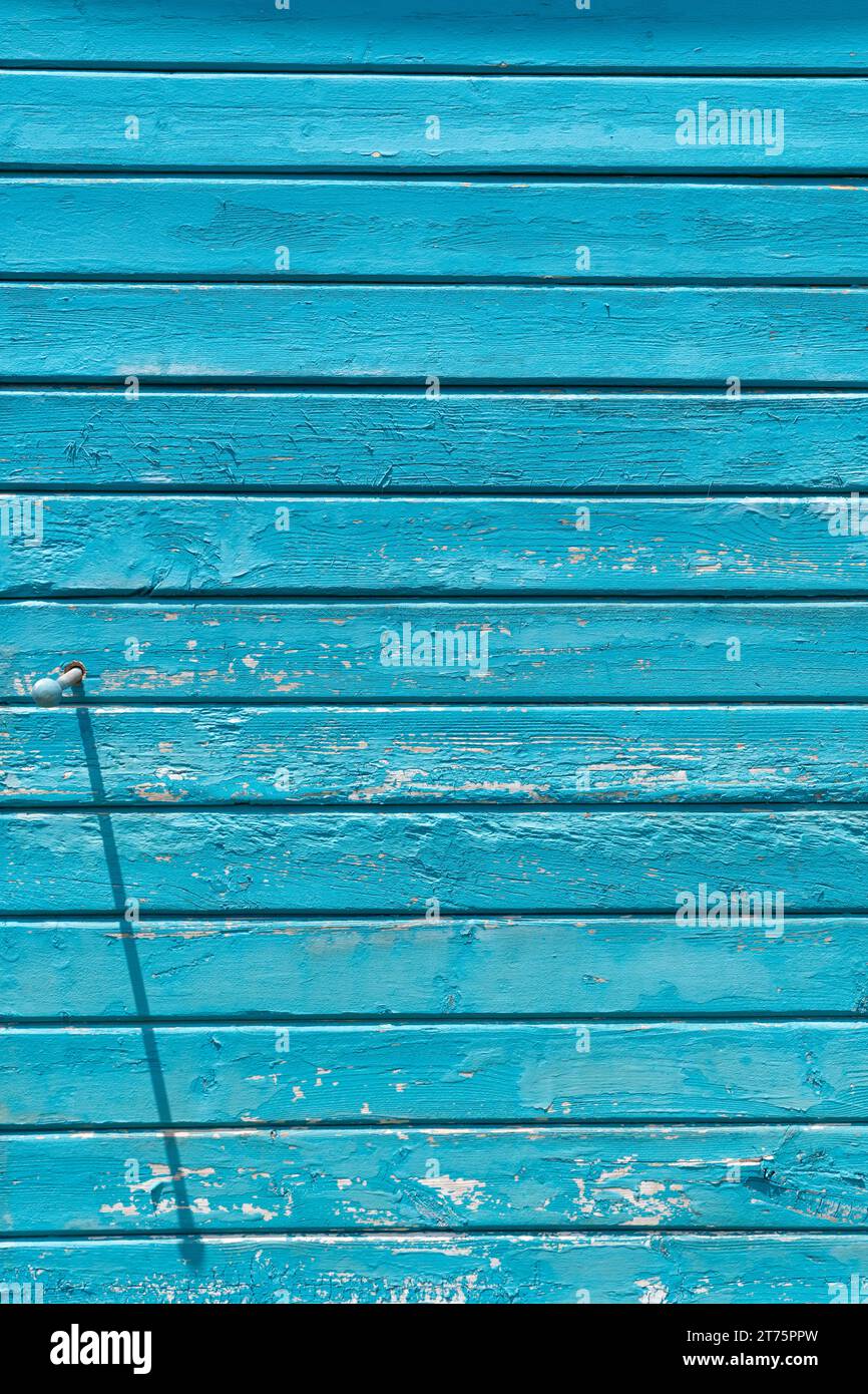 Weathered wooden wall, cracking paint with teal blue and turquoise ...