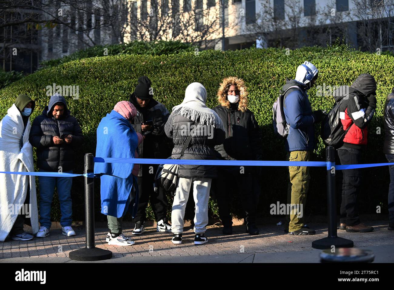 New York New York Usa 13th Nov 2023 Recently Arrived Migrants Line
