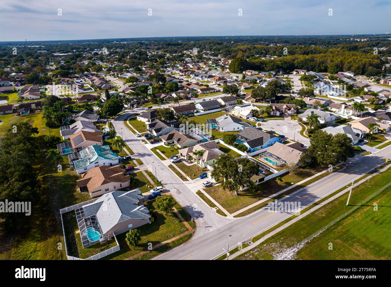 Beautiful aerial view of Tampa suburbs on a Premium residential in ...