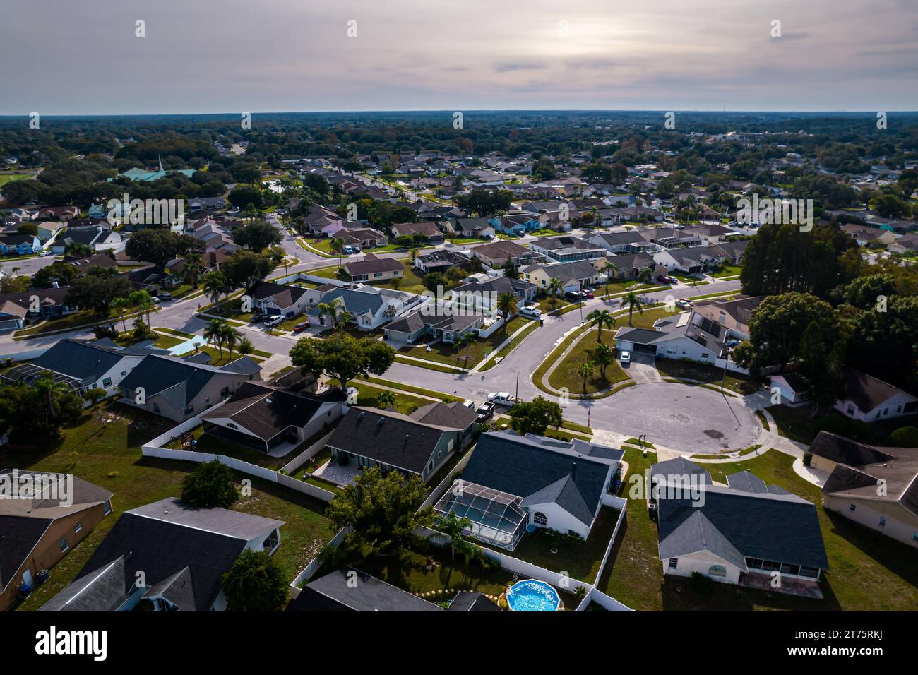 Beautiful aerial view of Tampa suburbs on a Premium residential in ...