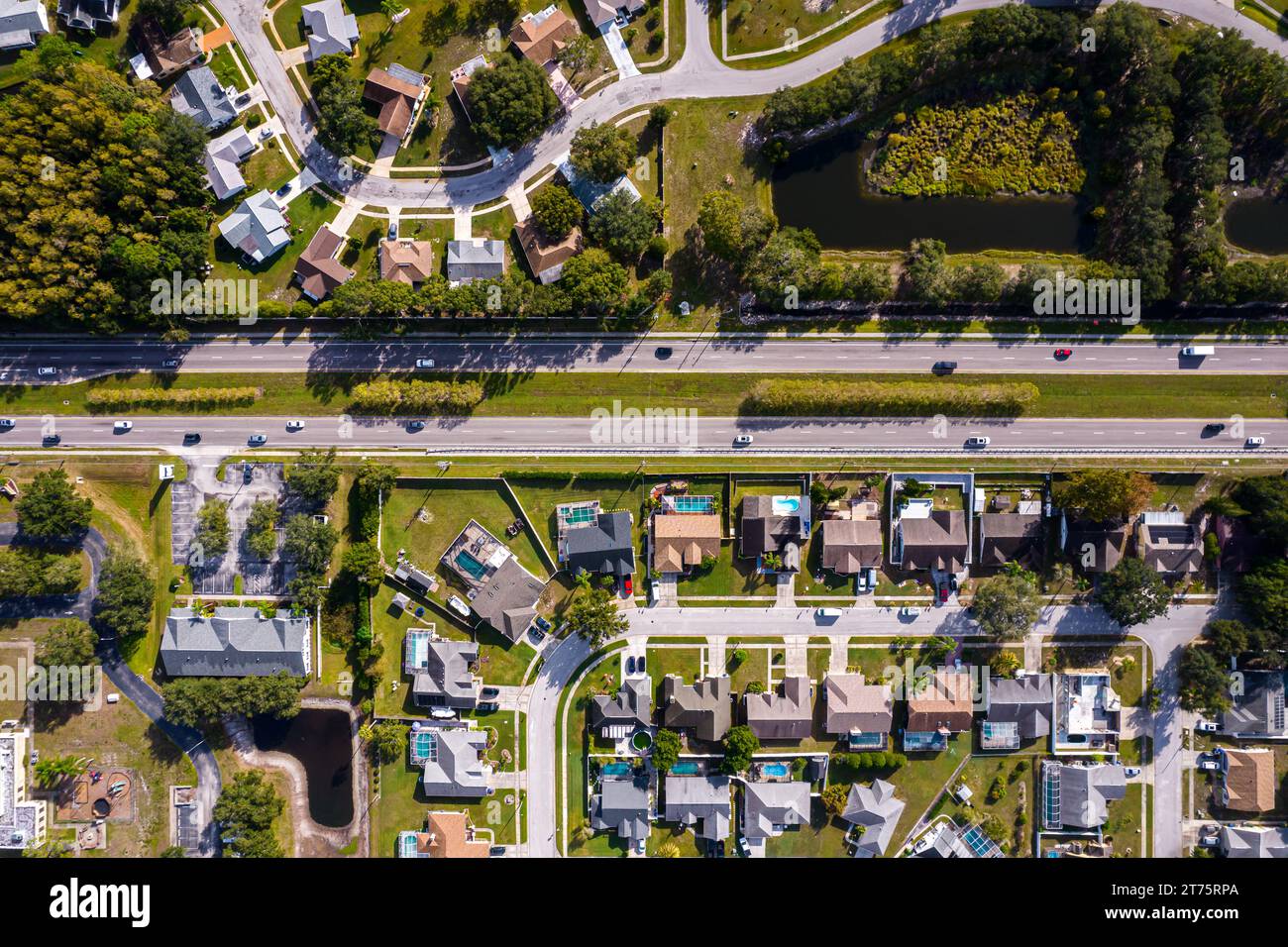 Beautiful aerial view of Tampa suburbs on a Premium residential in ...