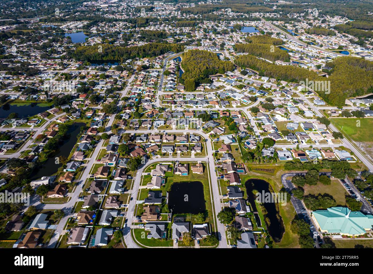 Beautiful aerial view of Tampa suburbs on a Premium residential in ...