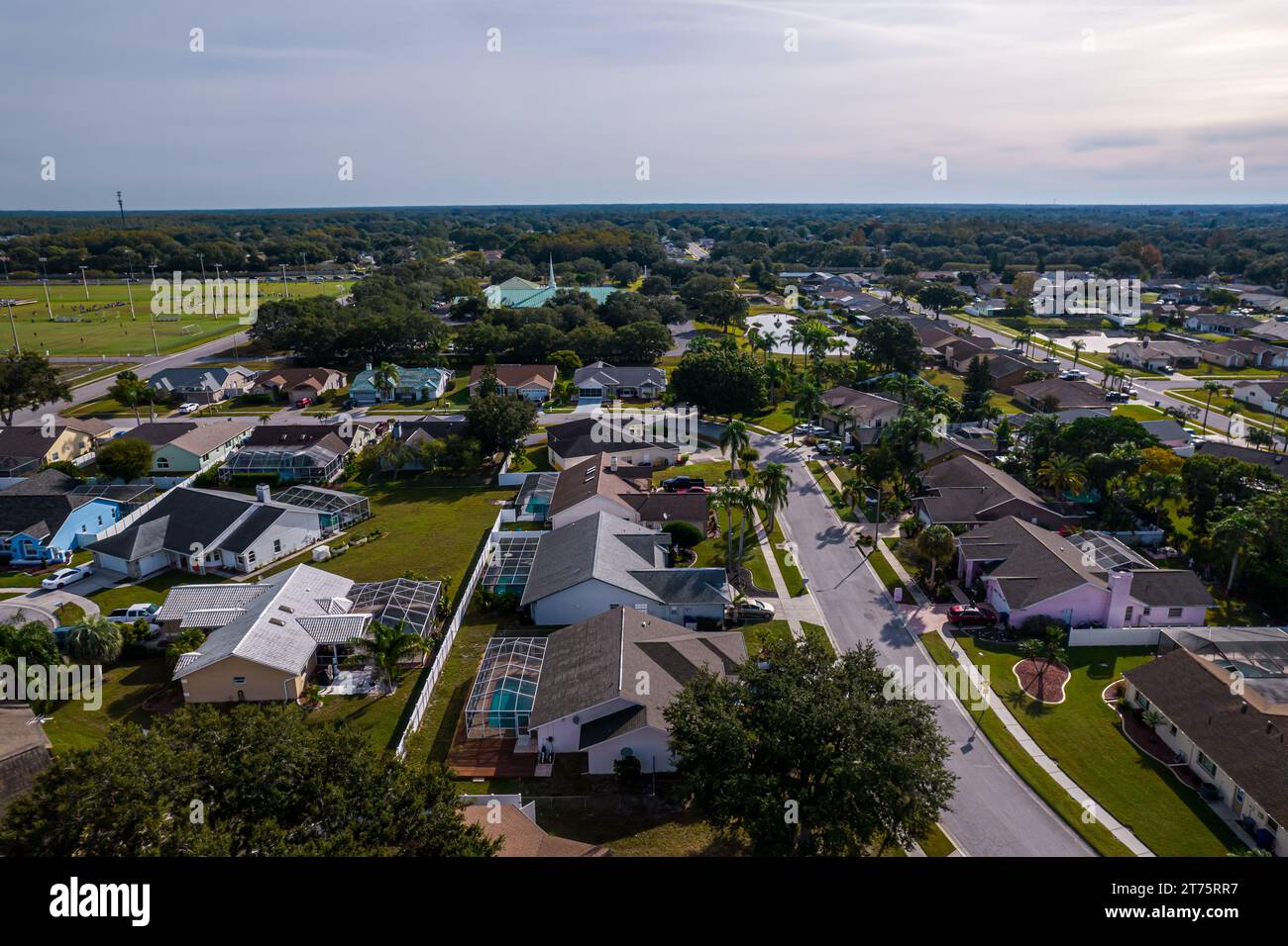 Beautiful aerial view of Tampa suburbs on a Premium residential in ...