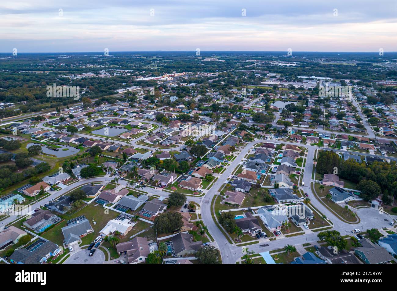 Beautiful aerial view of Tampa suburbs on a Premium residential in ...