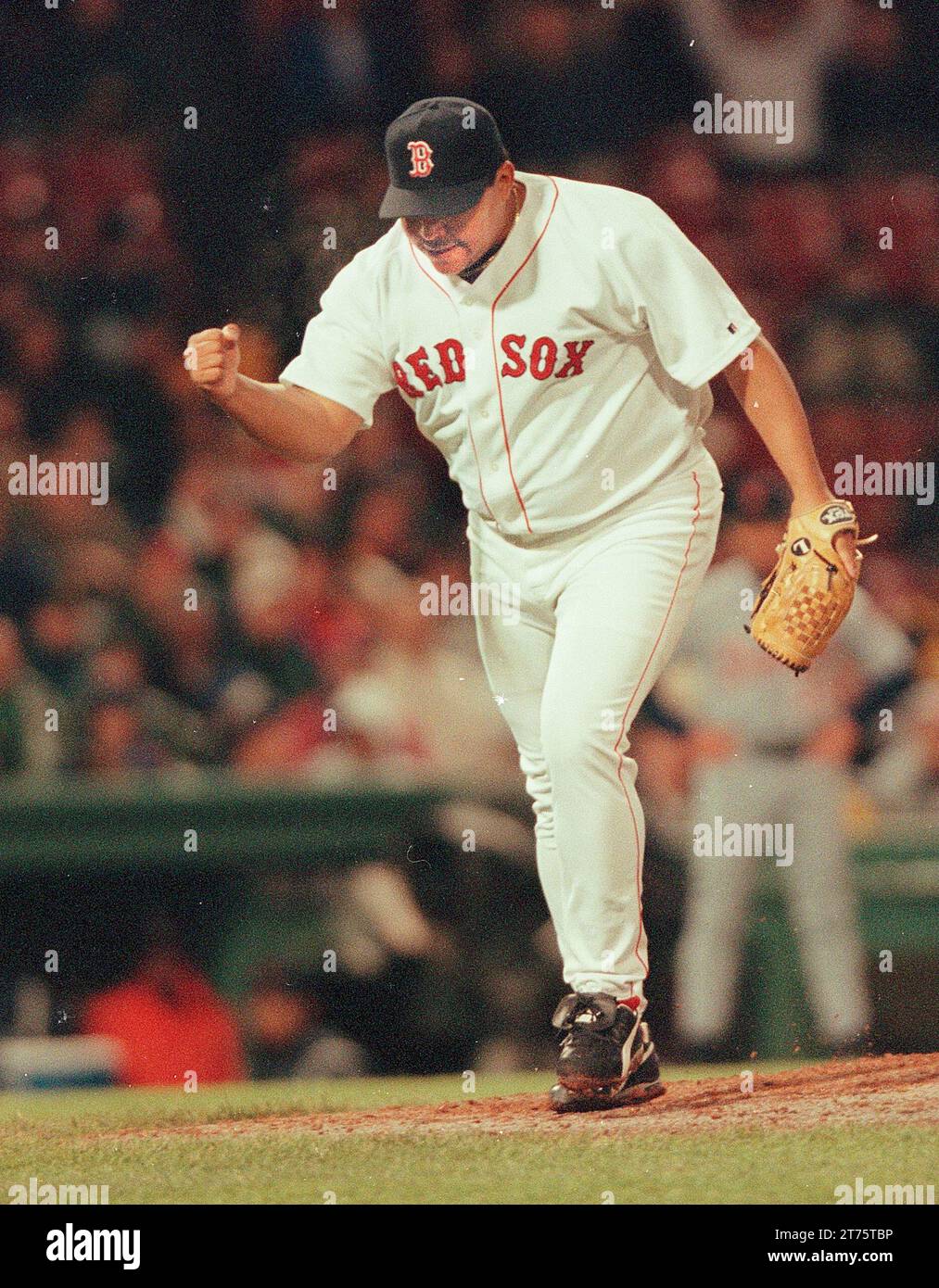 red sox Tigers 2000 season Pitcher Rich Garces celebrates the out while ...